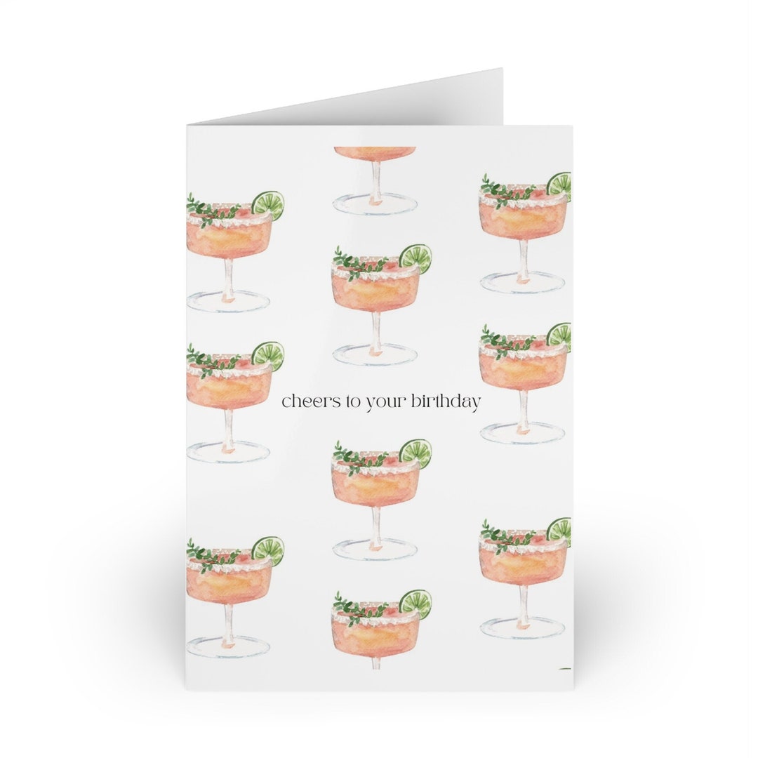 Set of 5 Printable Birthday Cards Cocktail Theme, Cheers to Your ...
