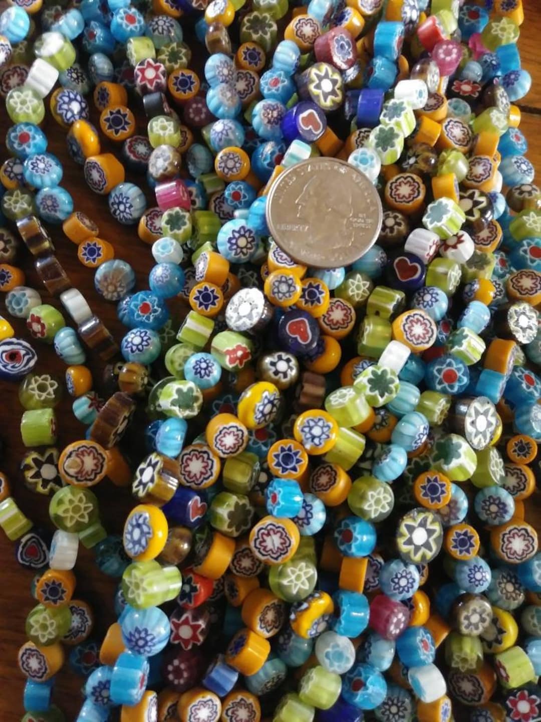 New Millefiori Glass Cane Beads, Lot of 3 Strands Multi Color Beads in ...