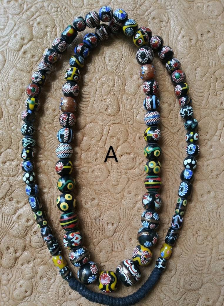 New Fancy Glass Bead Long Necklace Made in Java Reproduction Venetian ...