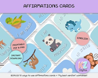 30 Printable Positive Affirmations Cards for Children in English ...