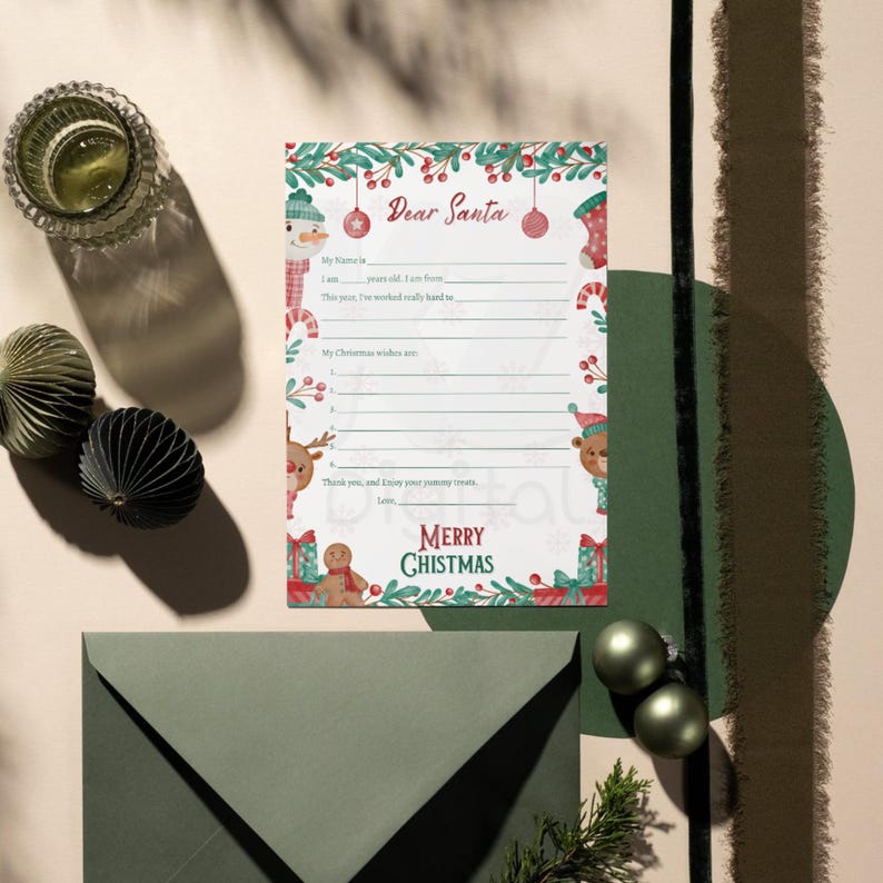 Letter to Santa Printable, Christmas Wish List Activity, Dear Santa ...