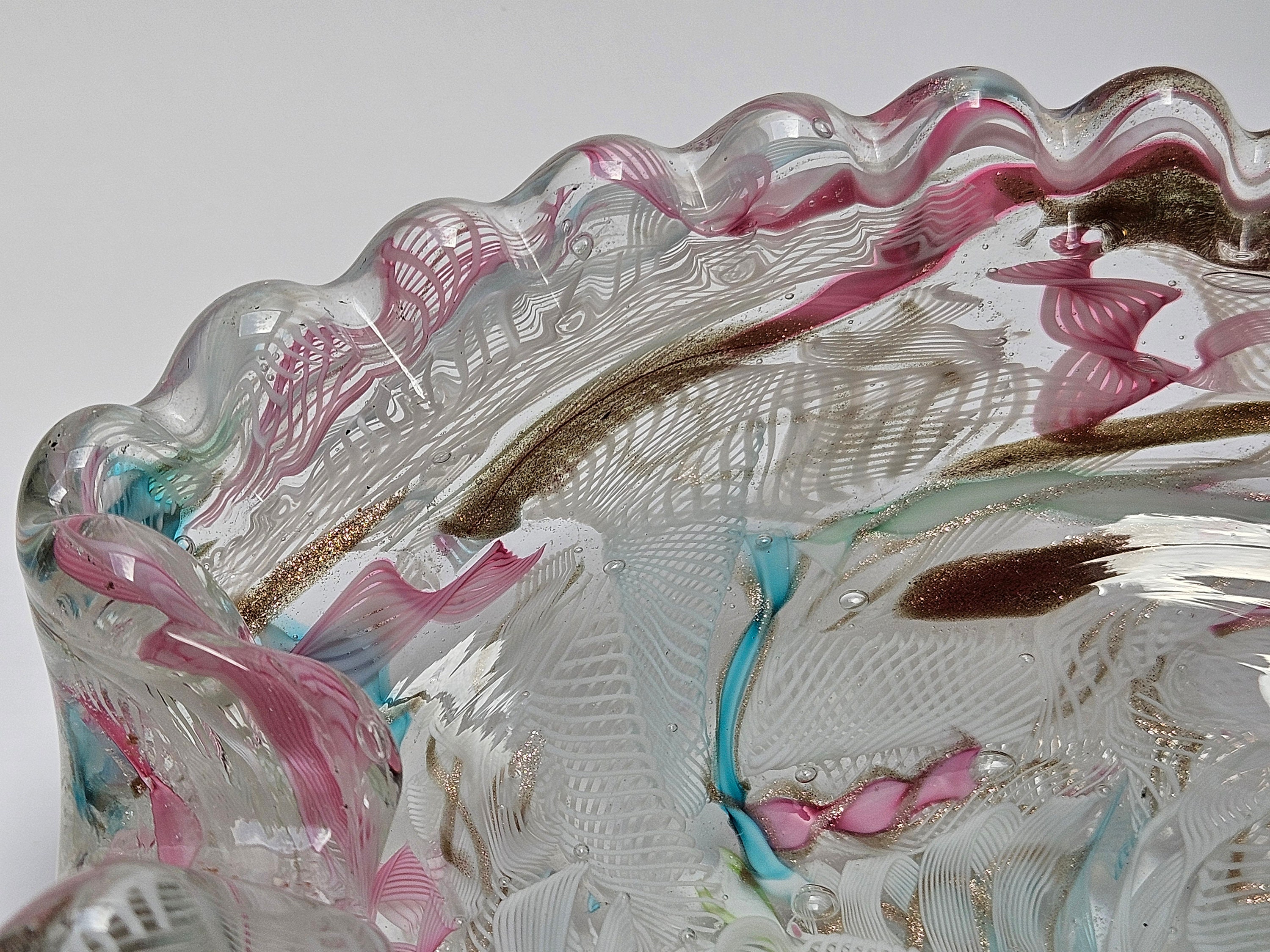 Fratelli Toso Murano Glass Bowl, Latticinio Murano Glass, Vintage ...