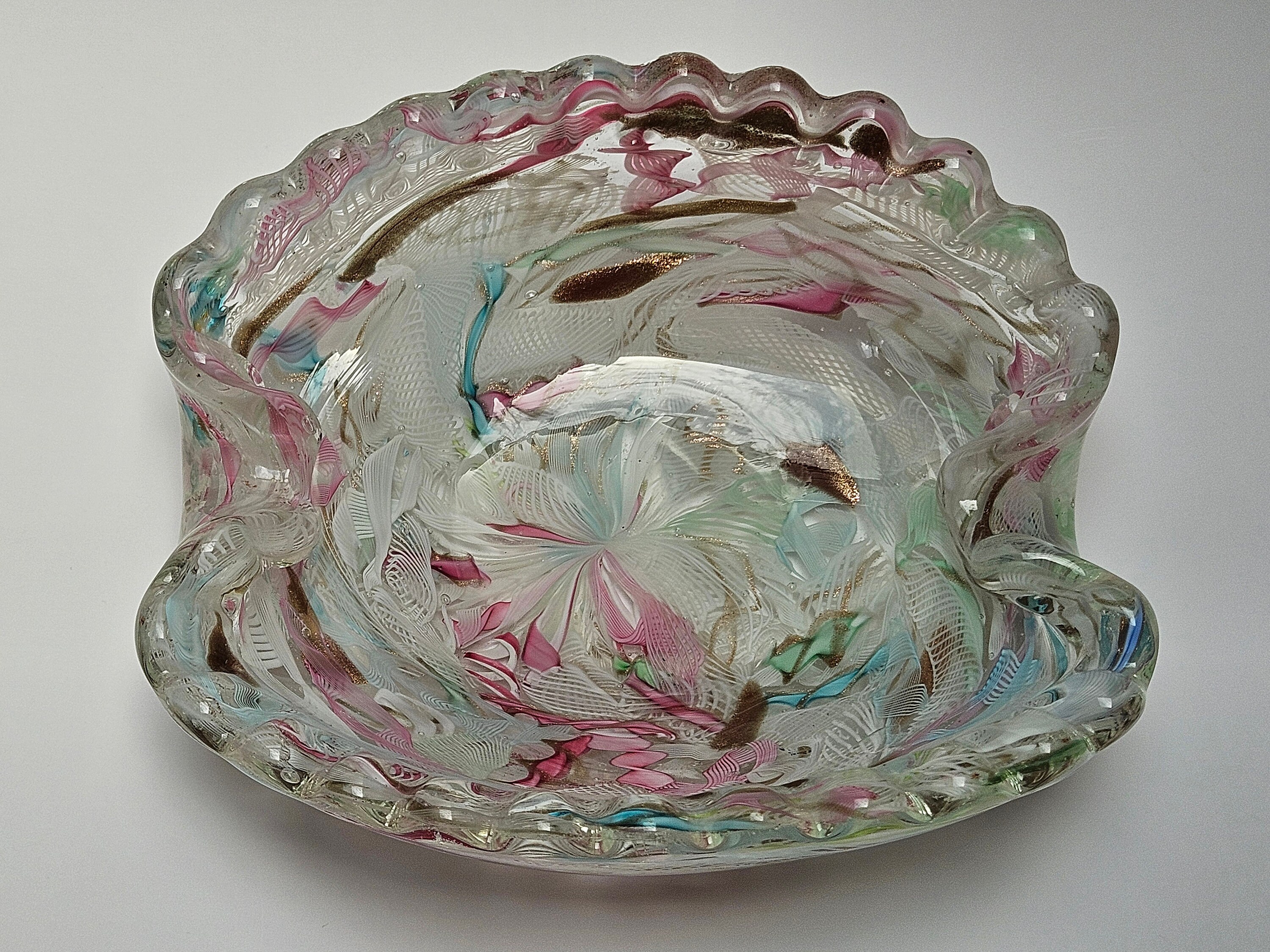 Fratelli Toso Murano Glass Bowl, Latticinio Murano Glass, Vintage ...