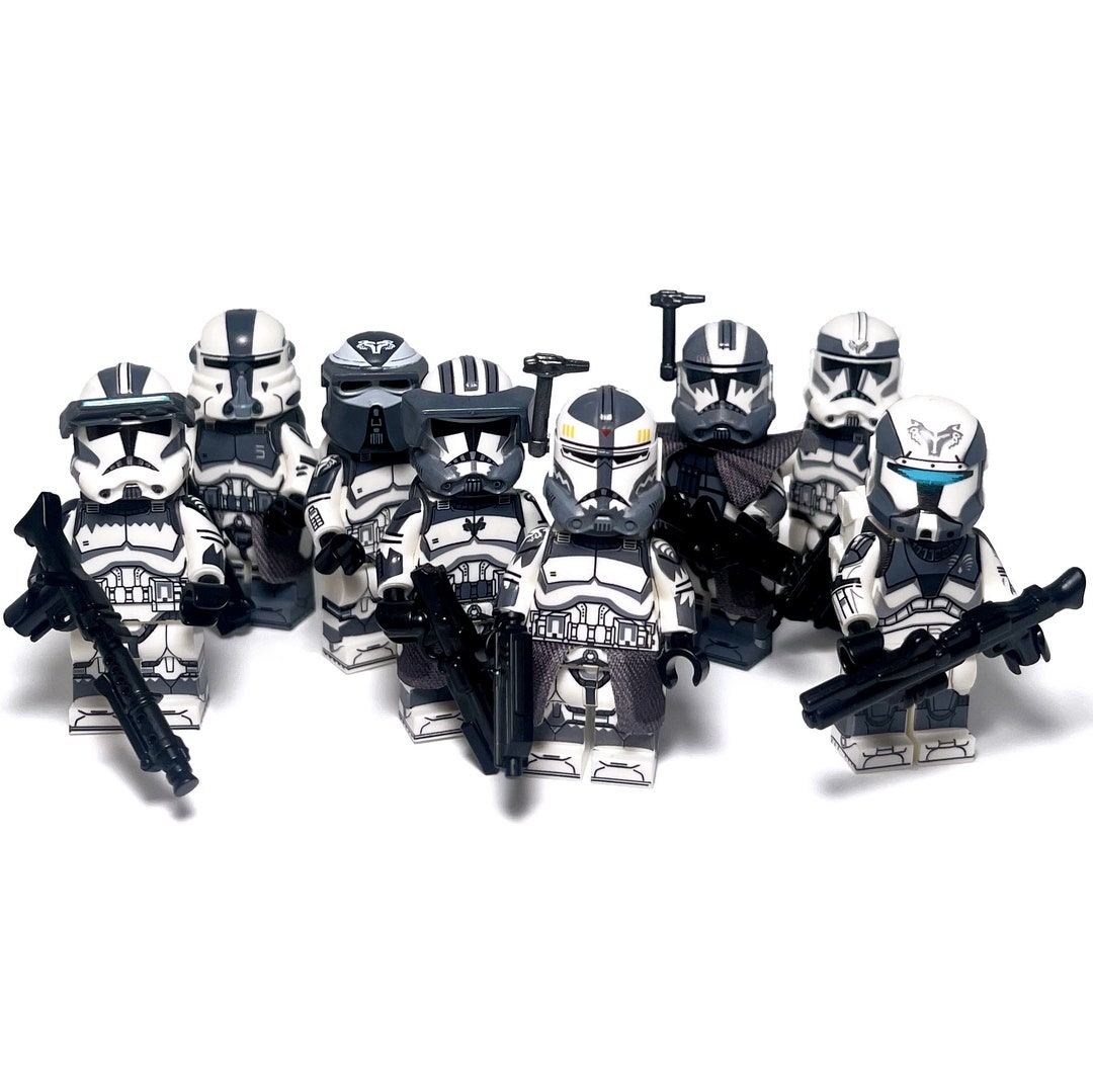 Wolf Pack Custom Minifigures Star Wars 104th Battalion Grey Clone Troopers Led by Commander ...
