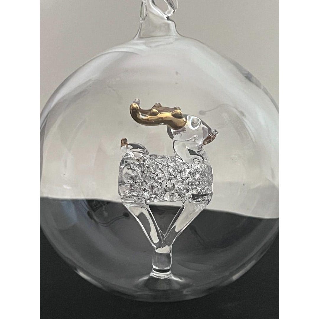 Hand-blown Glass Reindeer Ornament Hand Painted Gold Accents in Hand ...
