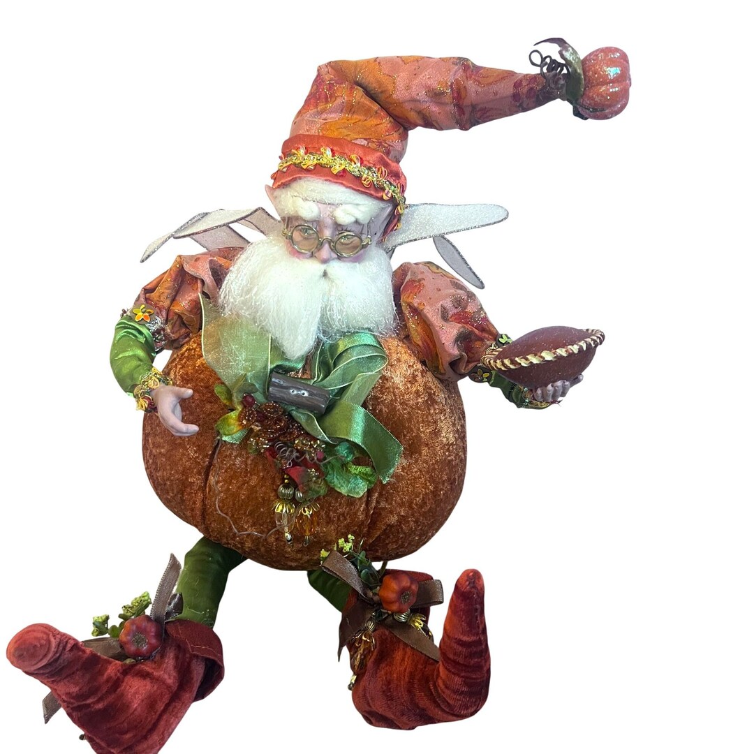 Mark Roberts Fairy Elf Pumpkin Velvet Glitter Bling Collectible ...
