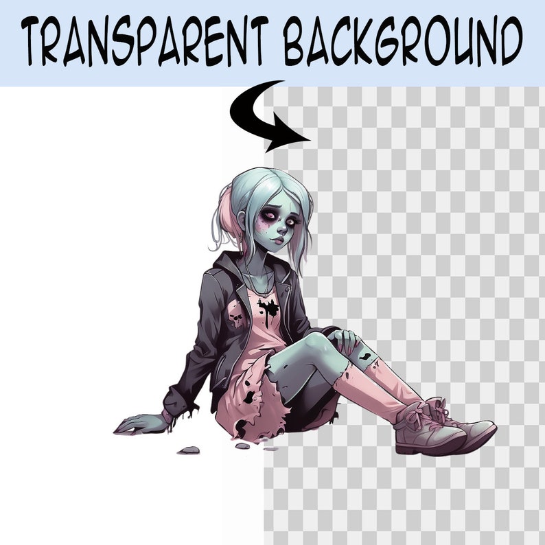 Pastel Zombie Girl Clipart Pack, Halloween Zombie Girl Png, Cute Pastel ...