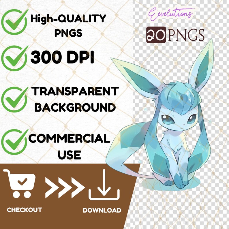 Eeveelutions PNG Bundle, Pokemon Digital Sticker File, Eevee Clipart ...