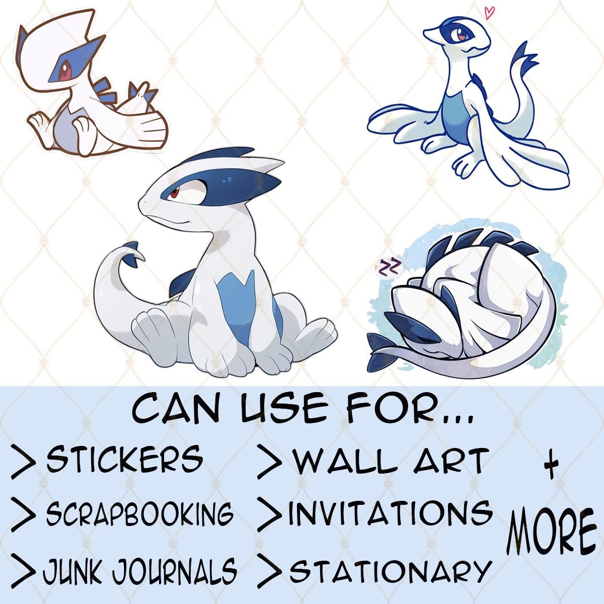 Lugia PNG Bundle, Pokemon Digital Sticker File, Lugia Clipart, Digital ...