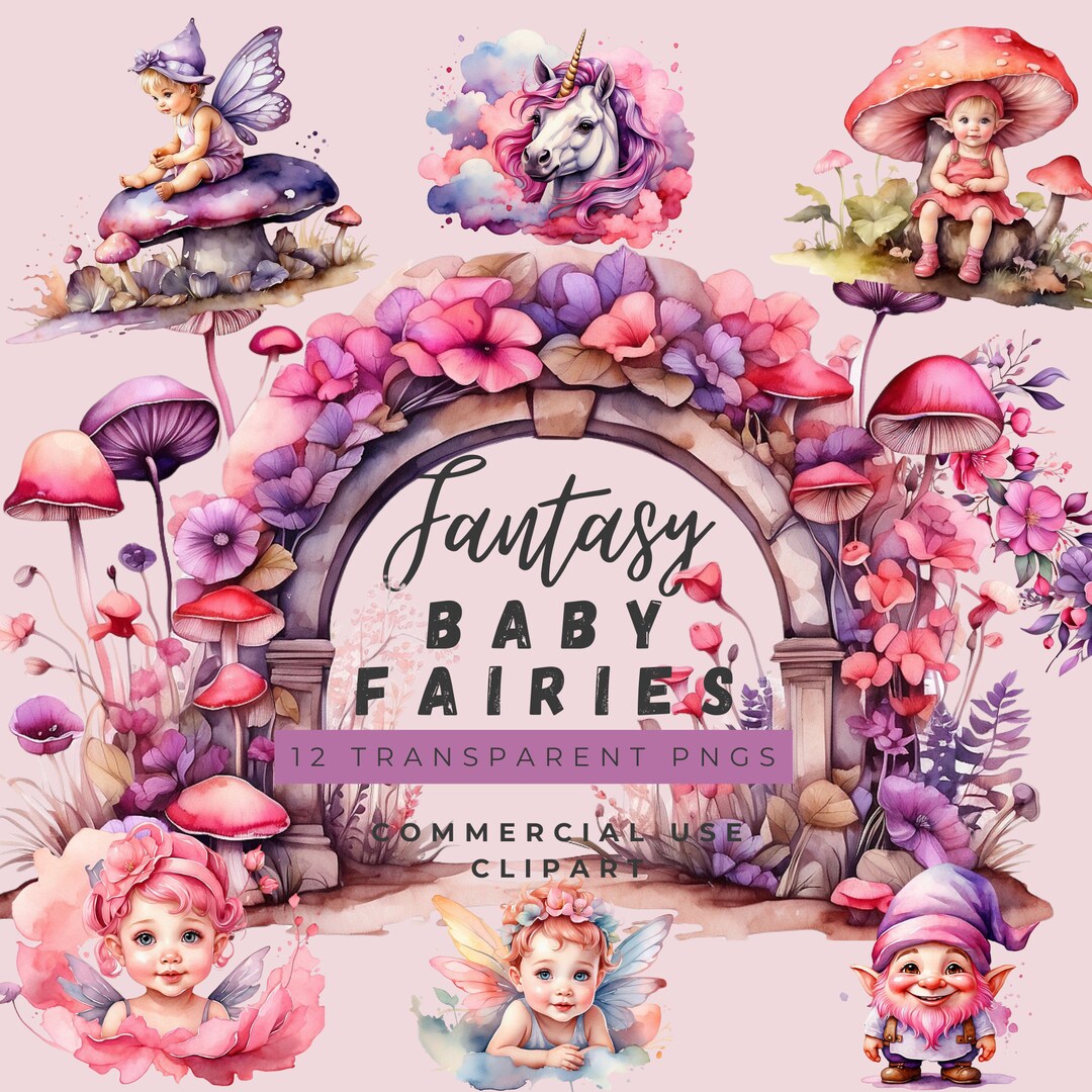 Watercolor Pink Fairy Clipart, Fairy Png, Fairy Garden, Baby Fairy, Fantasy Clipart, Magical ...