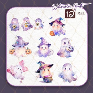 Watercolor Cute Halloween Clipart Bundle, Pastel Spooky Clip Art ...