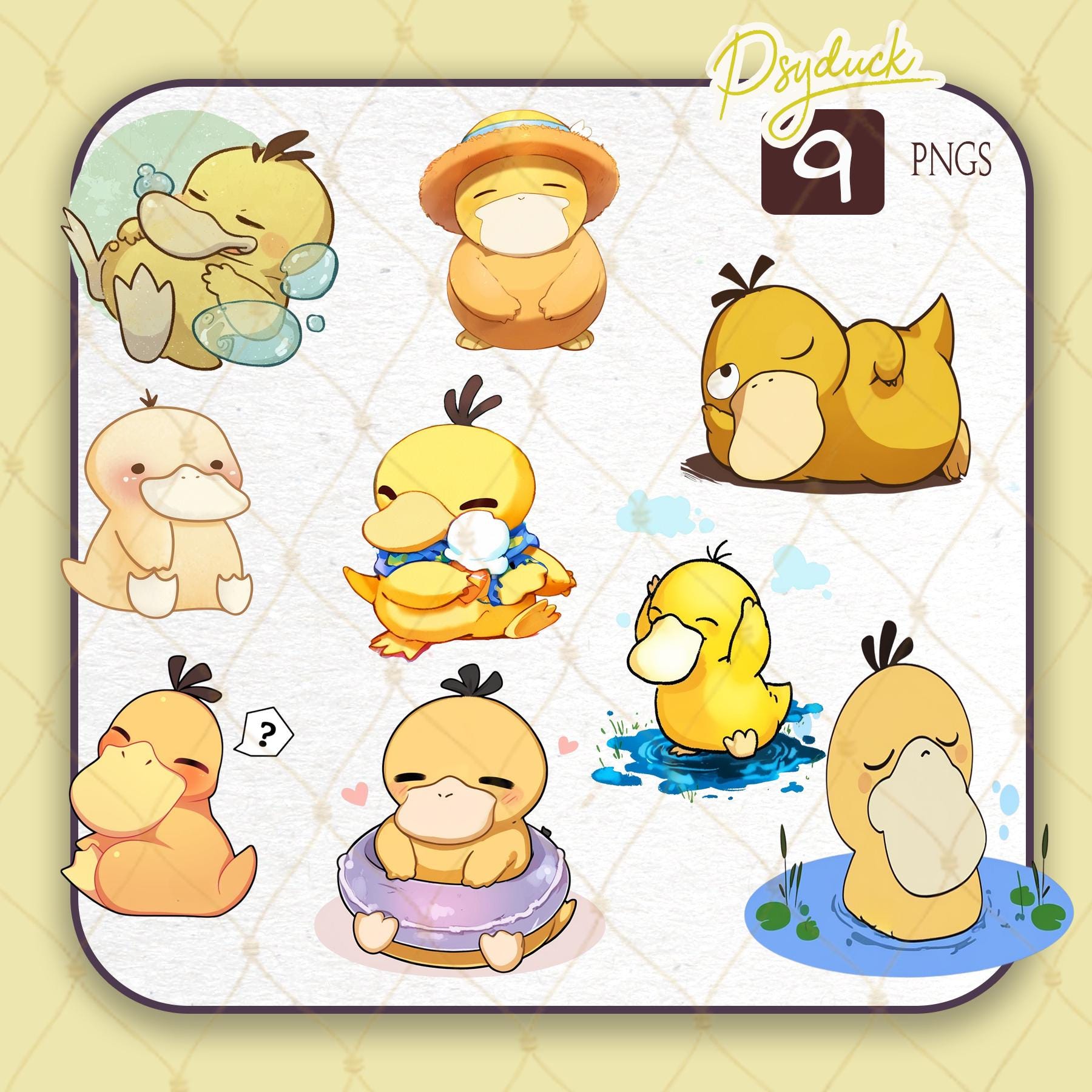 Psyduck PNG Bundle, Pokemon Digital Sticker File, Psyduck Clipart ...