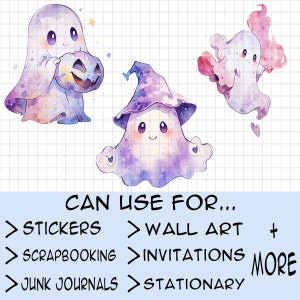 Watercolor Cute Halloween Clipart Bundle, Pastel Spooky Clip Art ...