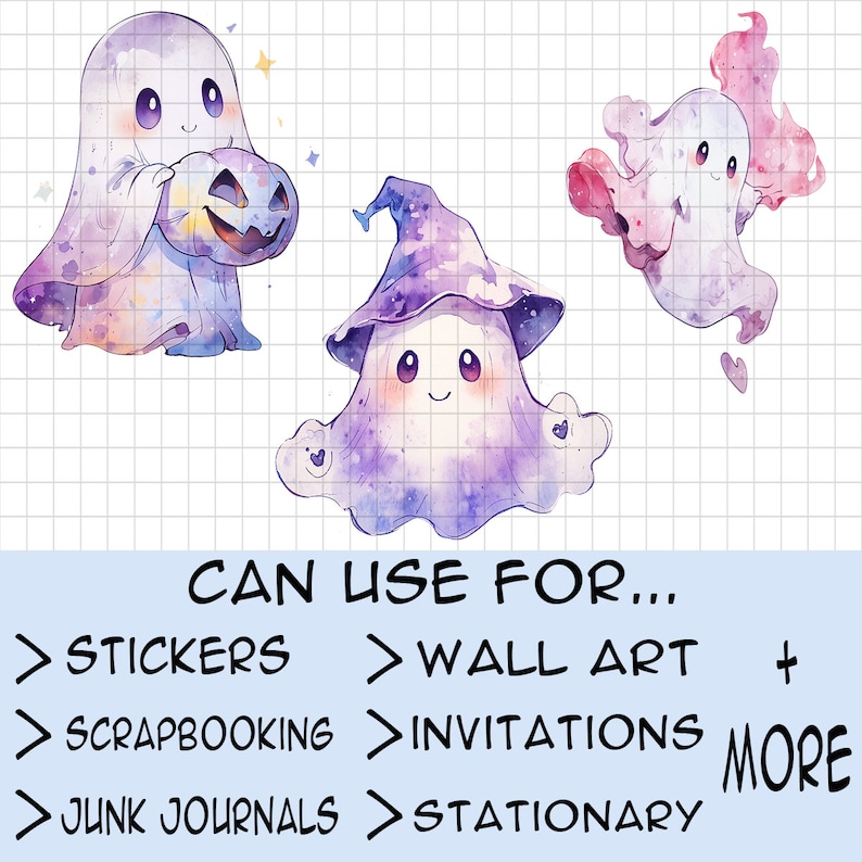 Watercolor Cute Halloween Clipart Bundle, Pastel Spooky Clip Art ...