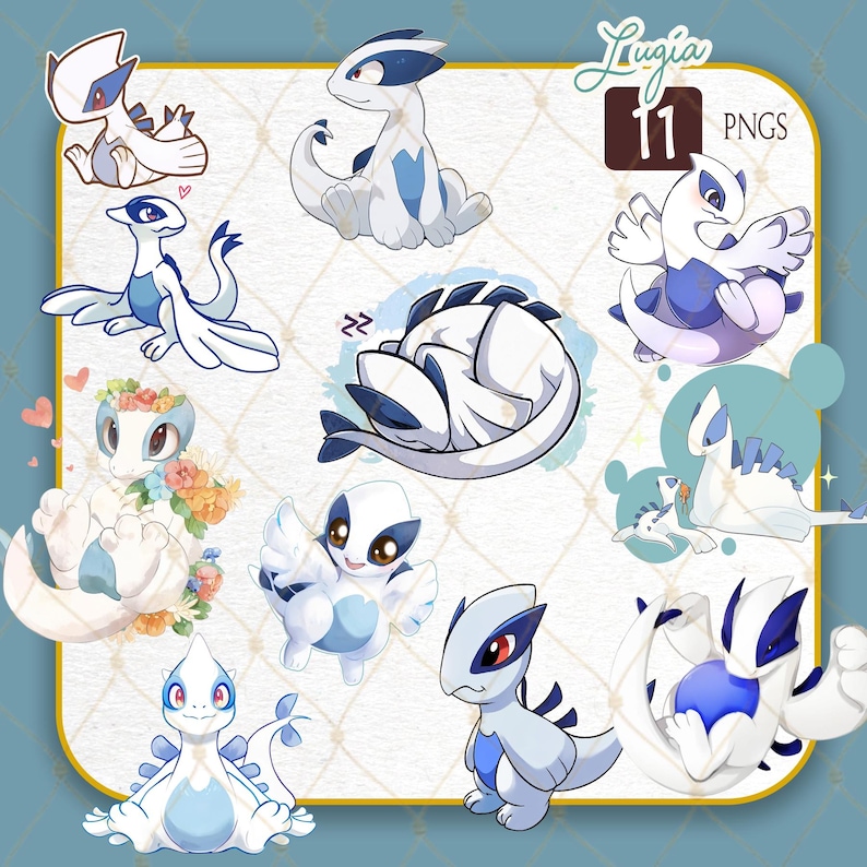 Lugia PNG Bundle, Pokemon Digital Sticker File, Lugia Clipart, Digital ...