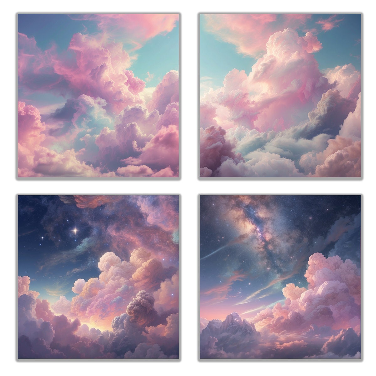 Pastel Cloudy Sky Digital Paper, Digital Design, Scrapbooking Paper ...