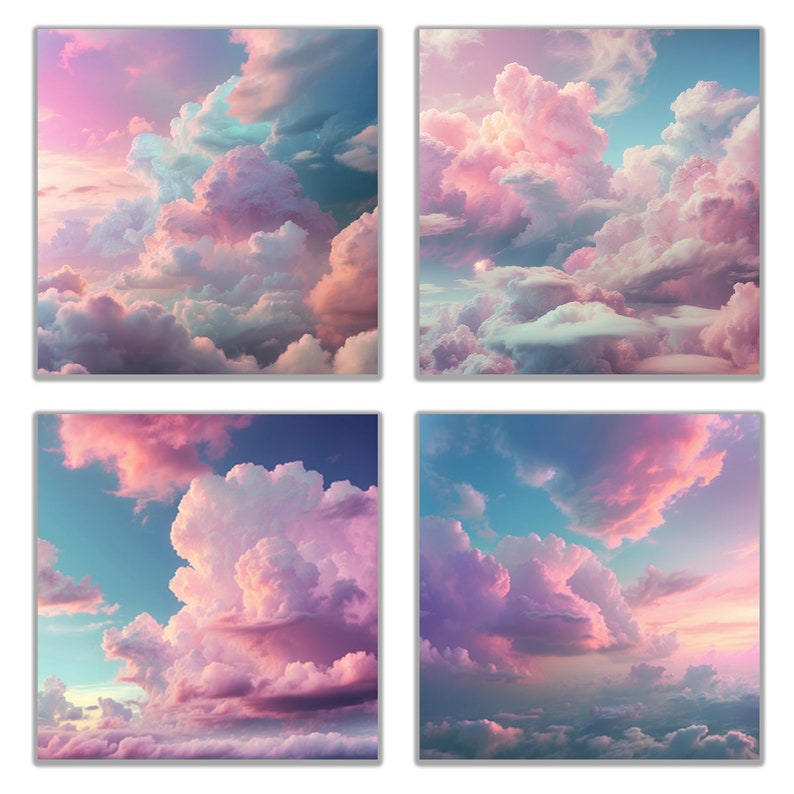 Pastel Cloudy Sky Digital Paper, Digital Design, Scrapbooking Paper ...