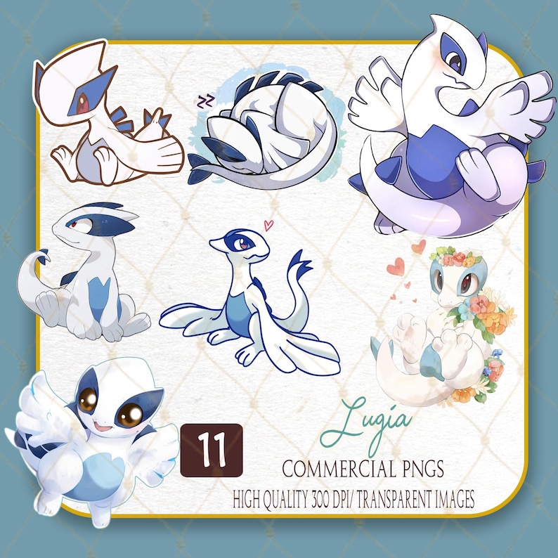 Lugia PNG Bundle, Pokemon Digital Sticker File, Lugia Clipart, Digital ...