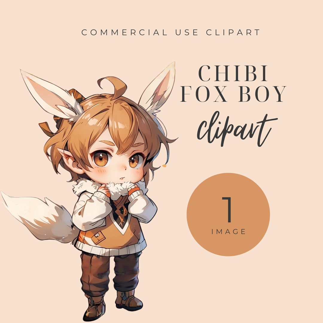 Fantasy Fox Boy Png, Chibi Fox Kid Clipart, Fantasy Sticker Png, Single ...