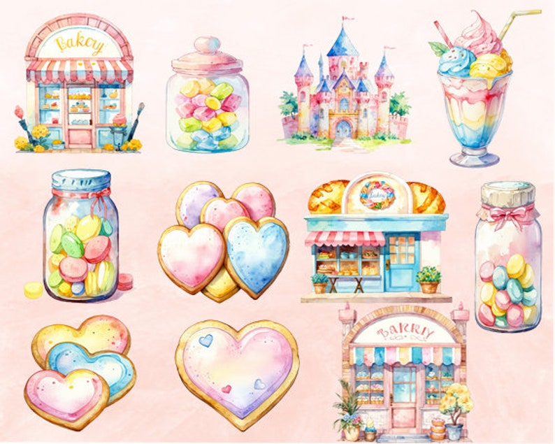 Candyland Clipart Png, Pastel Candy Clipart, Sweets Png, Bakery and ...