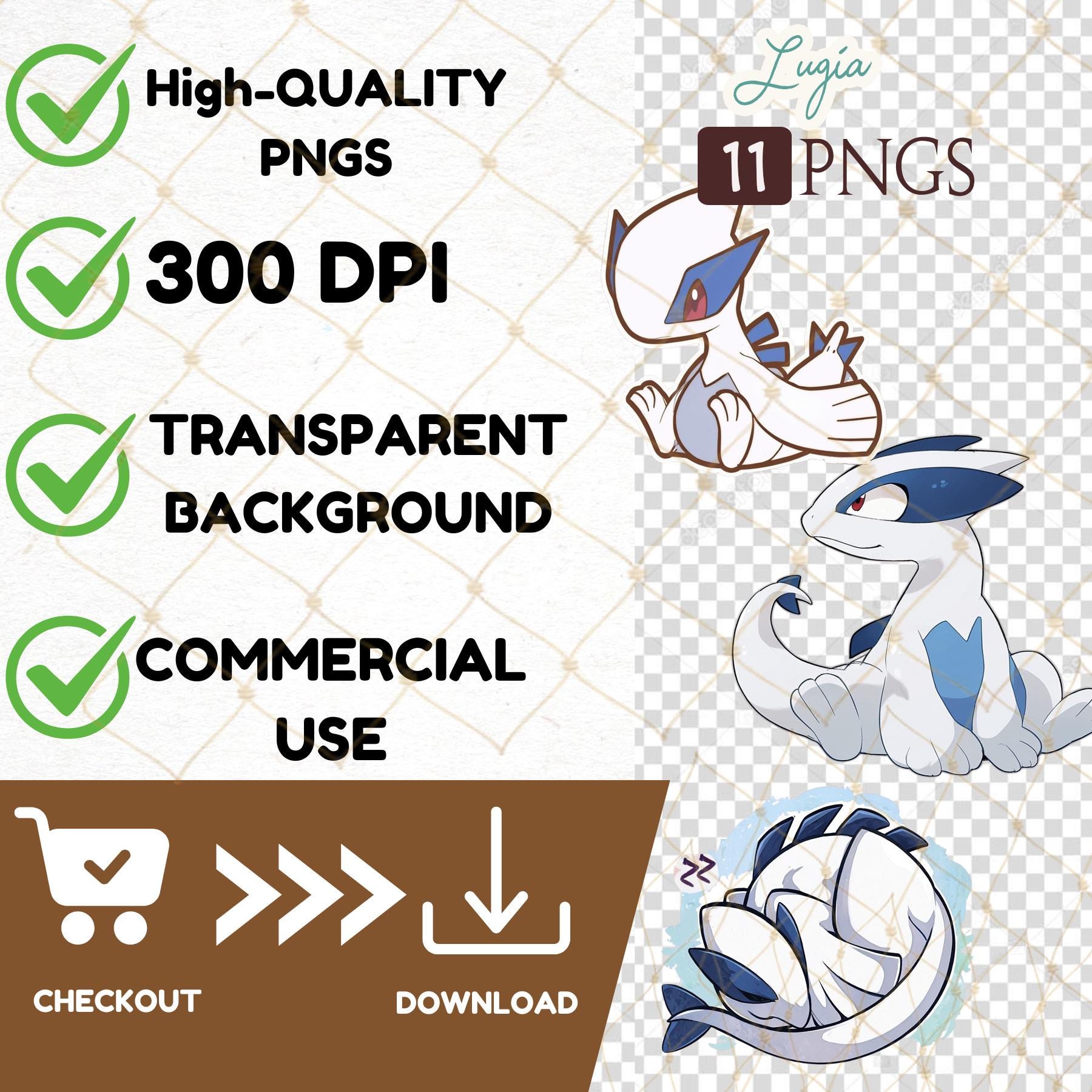 Lugia PNG Bundle, Pokemon Digital Sticker File, Lugia Clipart, Digital ...
