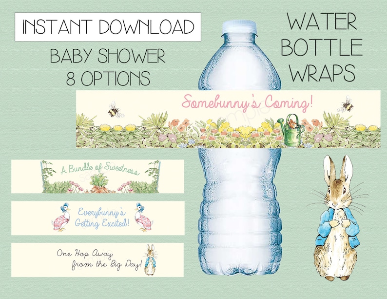 INSTANT DOWNLOAD - Peter Rabbit Water Bottle Wraps, Water Labels, Water ...