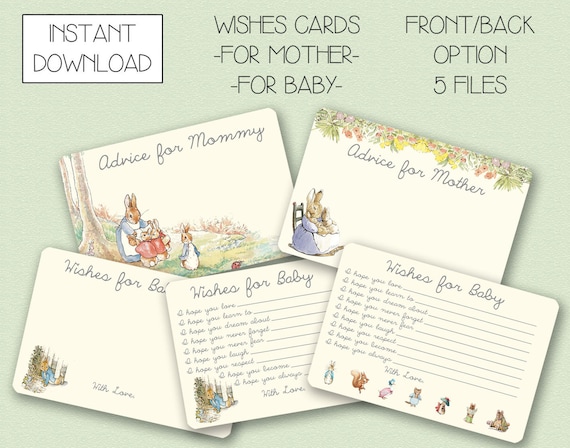 INSTANT DOWNLOAD Peter Rabbit Wishes Cards Themed Baby | Etsy