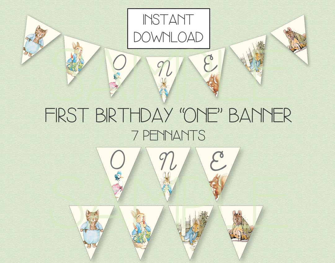 INSTANT DOWNLOAD - Peter Rabbit Banner - Peter Rabbit Birthday Banner ...