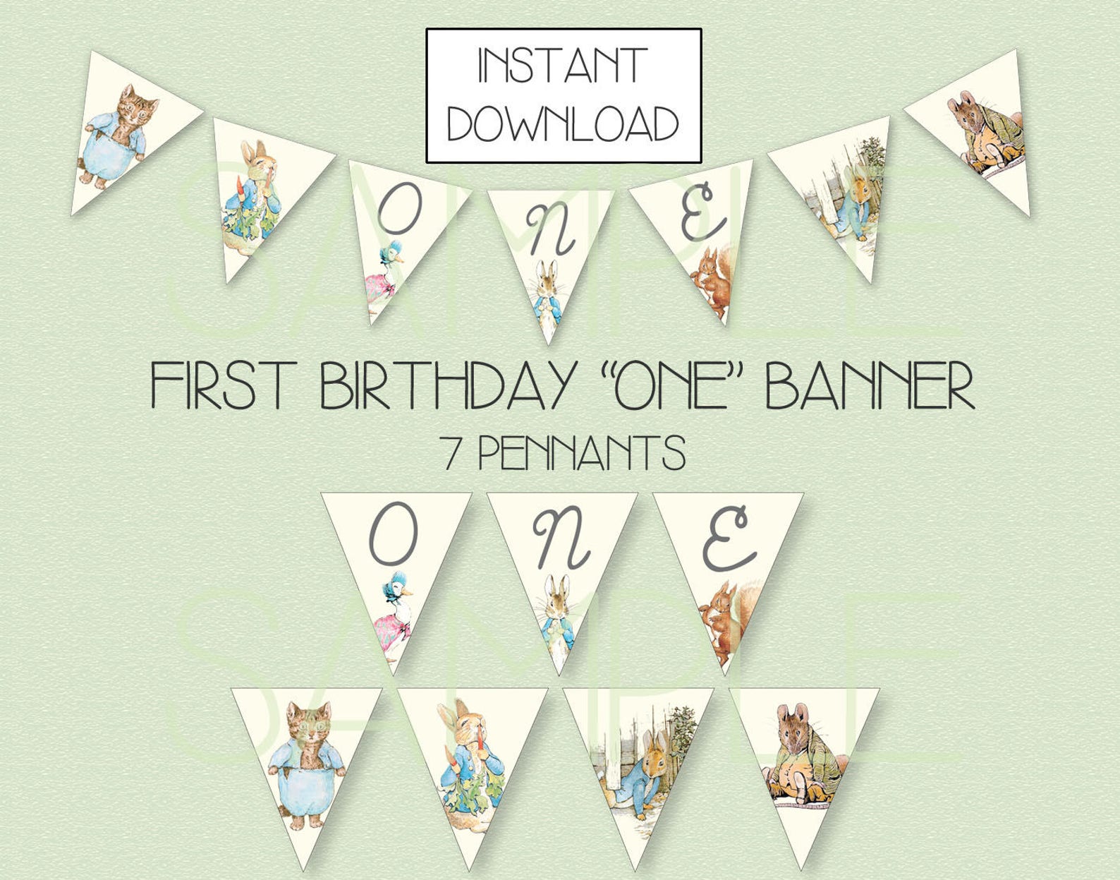 INSTANT DOWNLOAD Peter Rabbit Banner Peter Rabbit Birthday | Etsy