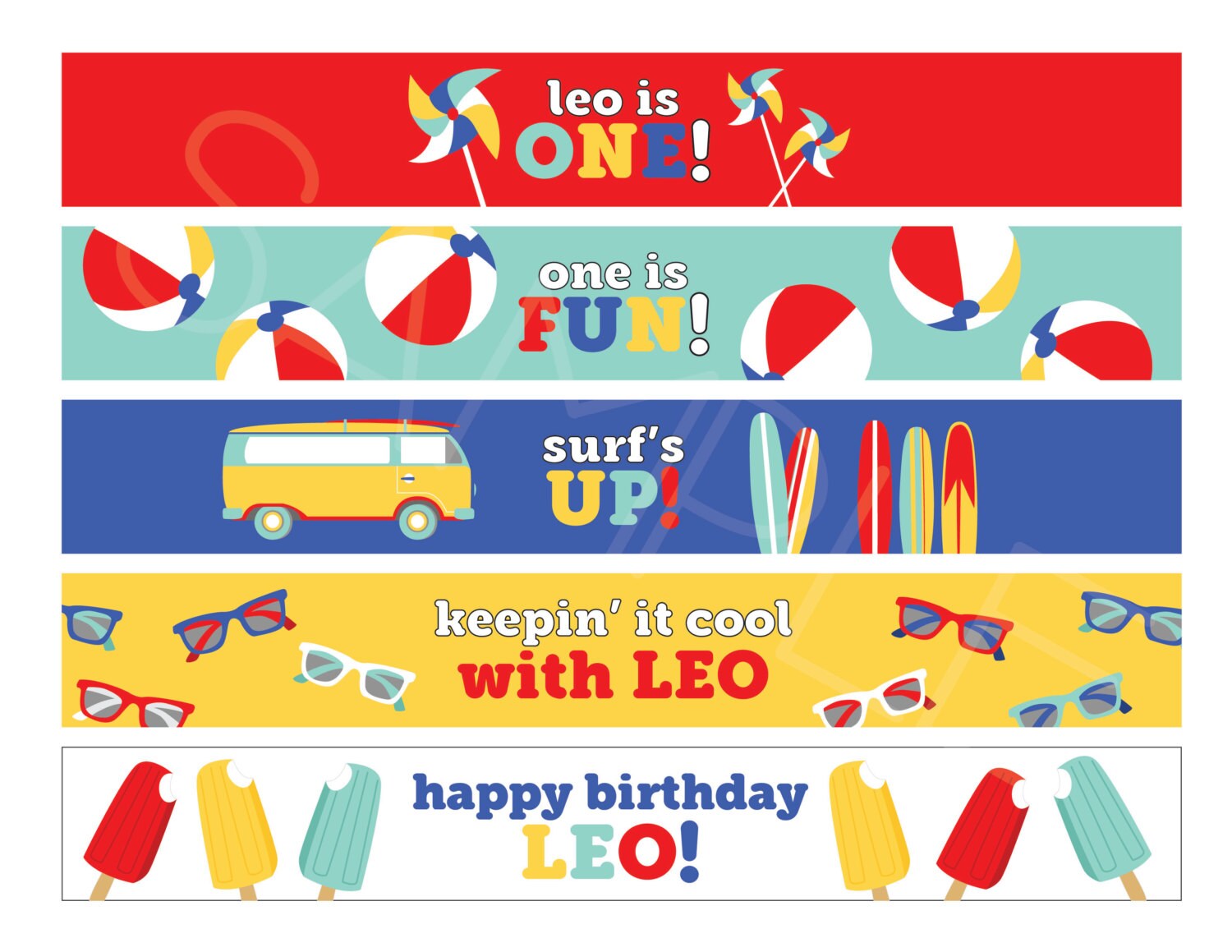 Beach Party Water Bottle Wraps Labels Pool Party Decoration | Etsy