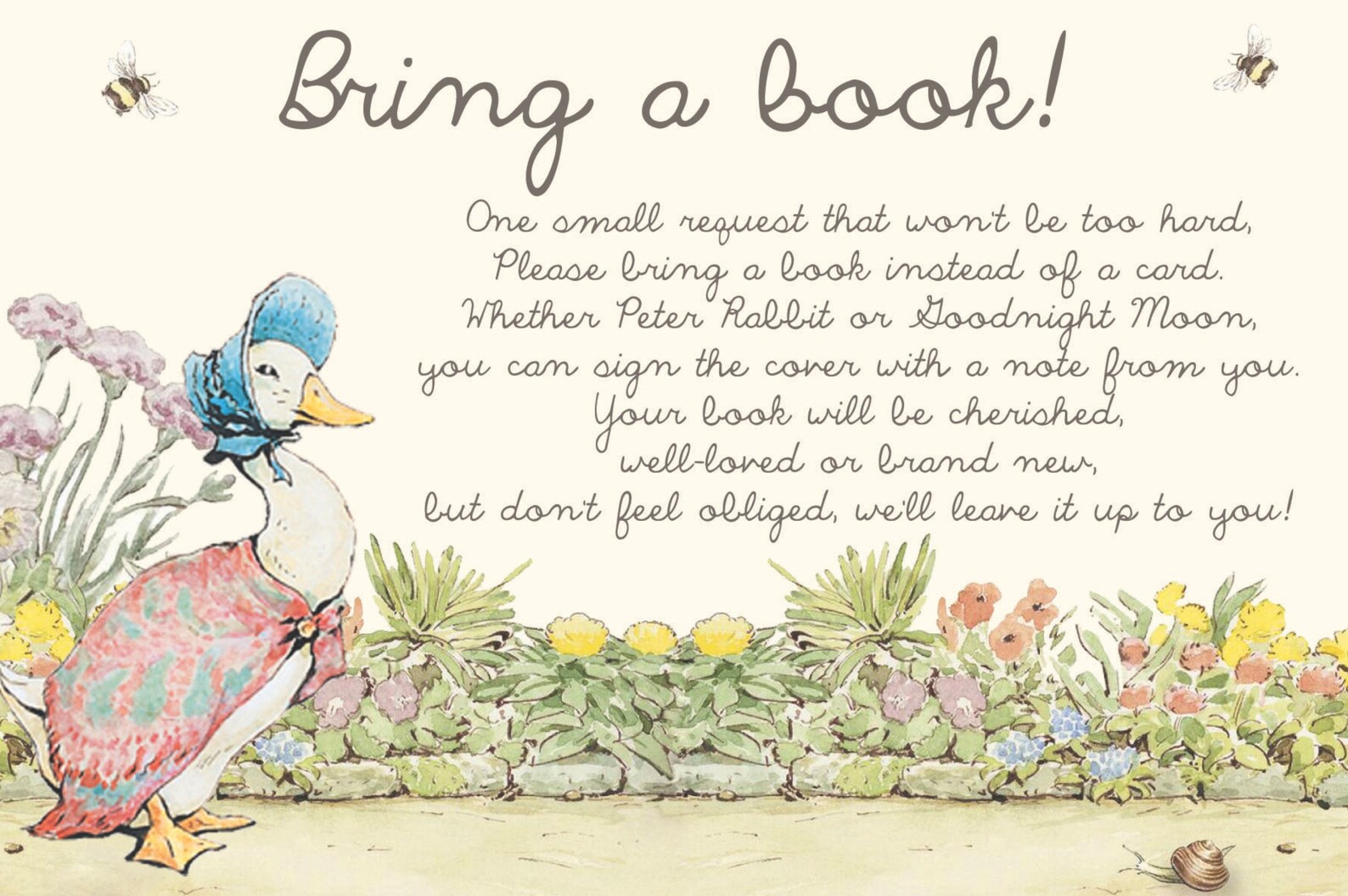 INSTANT DOWNLOAD Peter Rabbit Baby Shower Bring a Book Card - Etsy