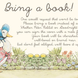 INSTANT DOWNLOAD - Peter Rabbit Baby Shower Bring a Book Card - Beatrix ...