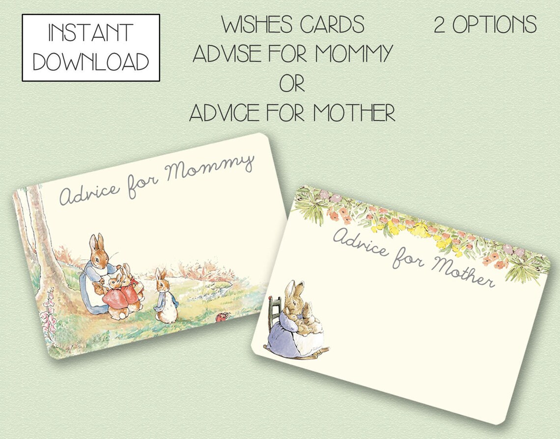 INSTANT DOWNLOAD Peter Rabbit Wishes Cards Themed Baby | Etsy