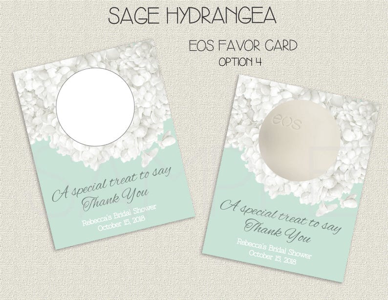 Eos Favor Hydrangea Bridal Shower Favor Card Garden Floral Etsy