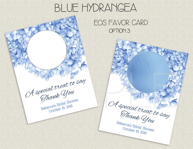 Eos Favor Hydrangea Bridal Shower Favor Card Garden Floral Etsy