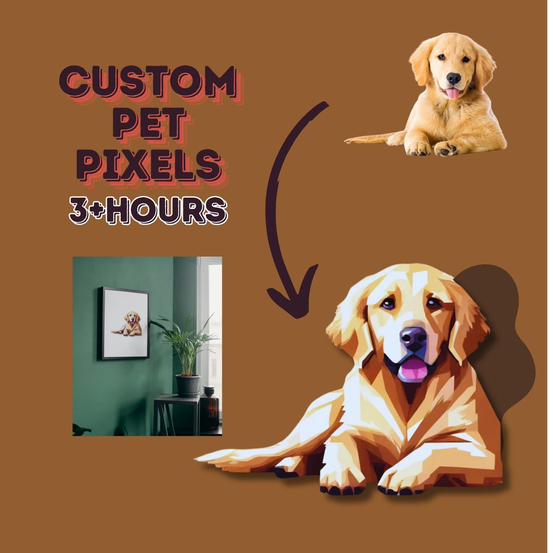 Pixel Art Pet Portrait, Pixel Portrait, Custom Pixel Art Portrait, Pet ...