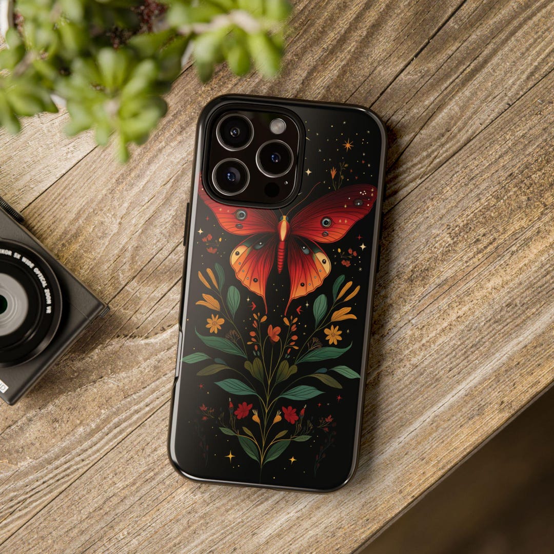 Red Luna Moth ,tough Phone Case Fit for iPhone 16,15,14 Plus,13,12,11 ...