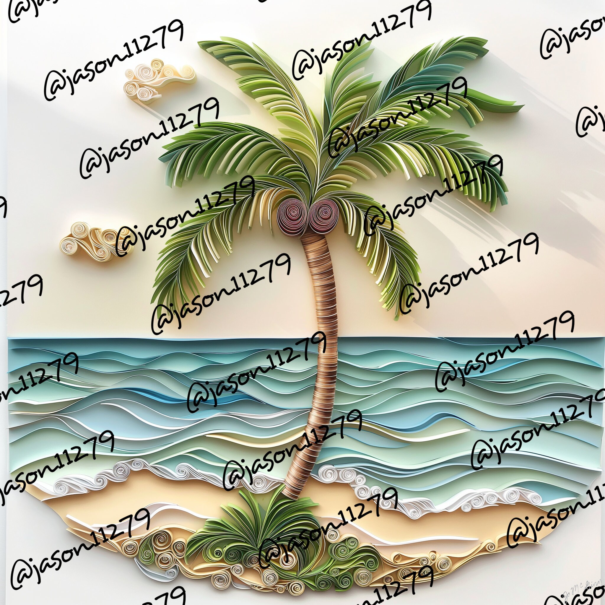 Paper-quilled Palm Tree - A.I. Art (digital Download - Printable) - Etsy