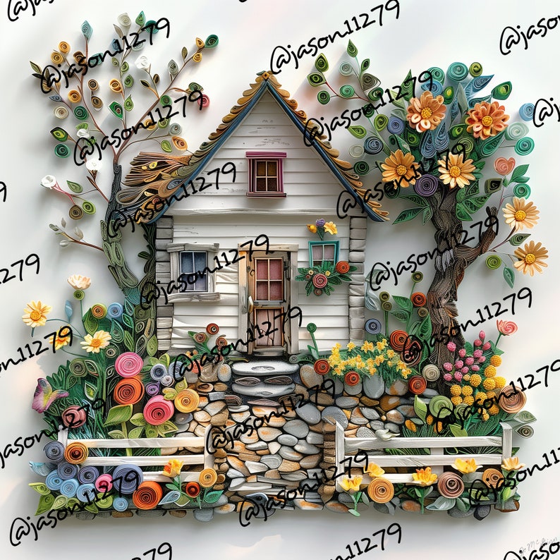 Paper-quilled Cottage - A.I. Art (digital Download - Printable) - Etsy