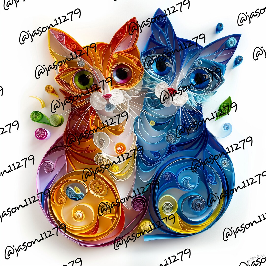 Paper-quilled Cats - A.I. Art (digital Download - Printable) - Etsy