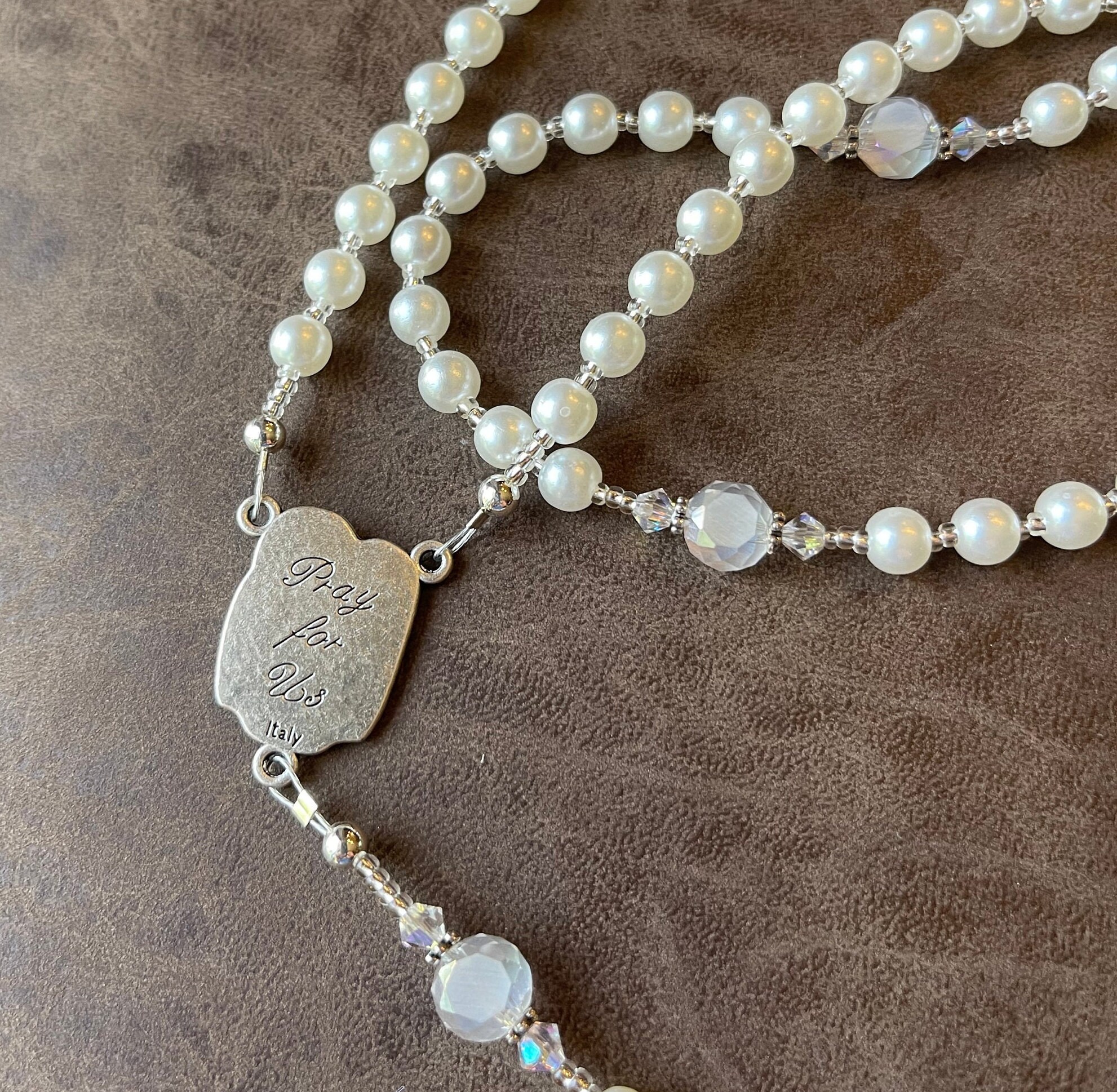 Rosary, White Rosary, Catholic Rosary, Bridal Gift, Baptism Gift ...