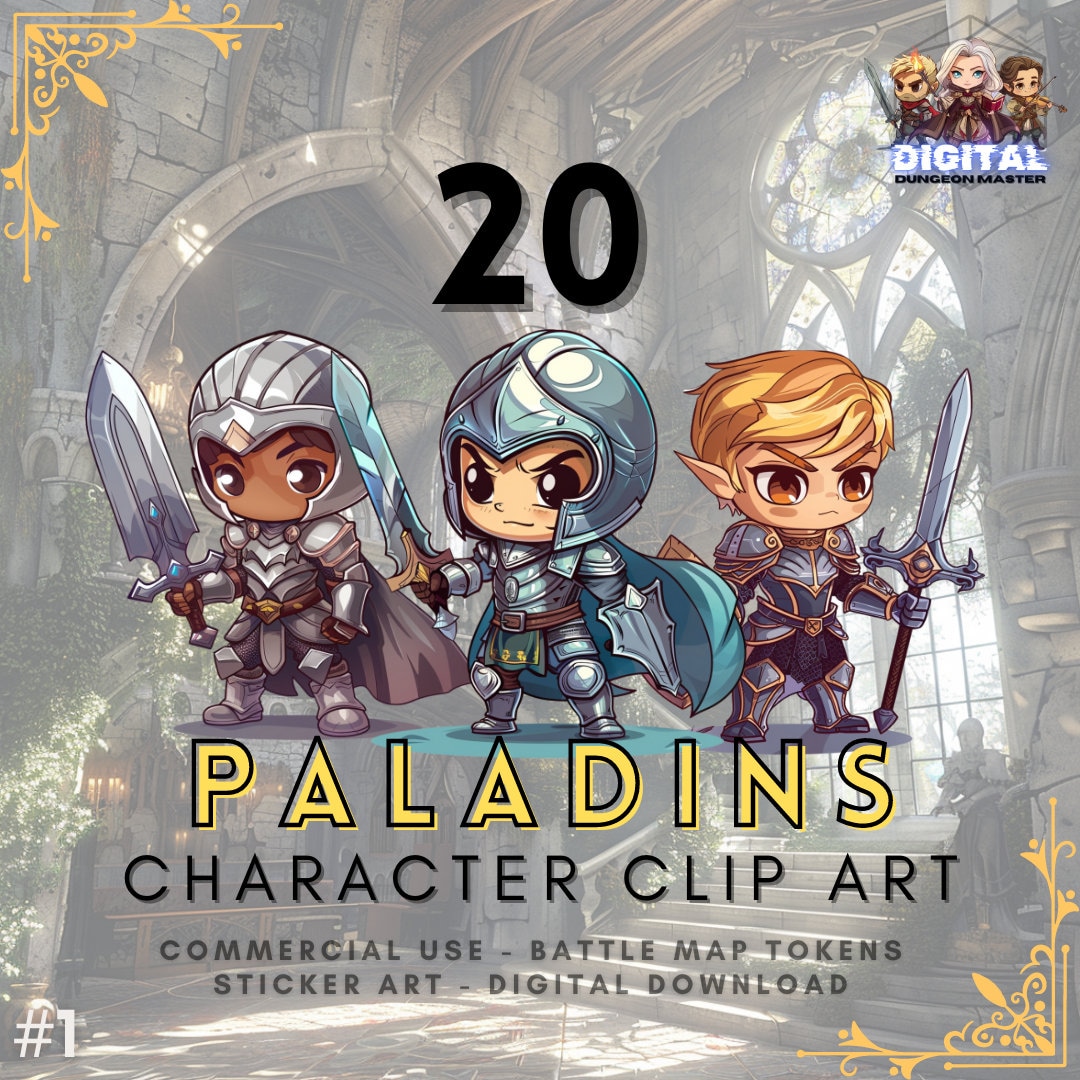 Dnd Paladin Character Token Bundle - Paladins 1 - 20 Clip Art Designs ...