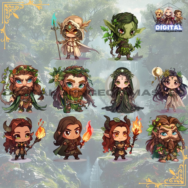 Dnd Druid Character Token Bundle - Druids 1 - 20 Clip Art Designs for ...