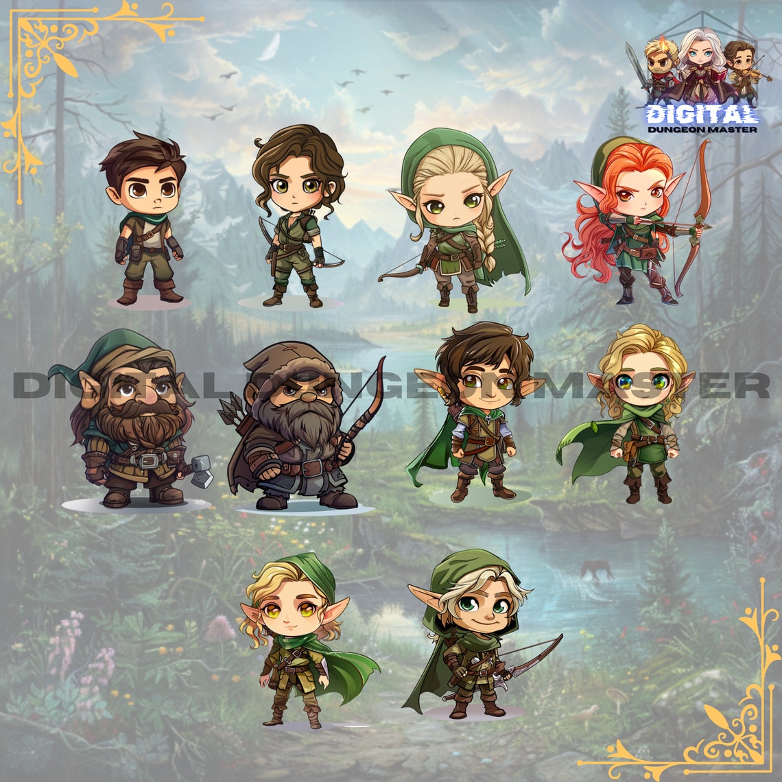 Dnd Ranger Character Token Bundle Rangers 1 20 Clip Art Designs for ...