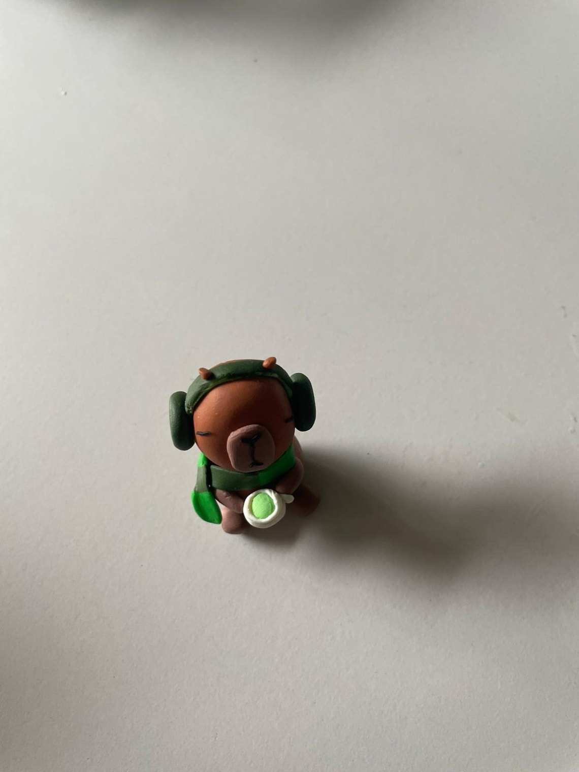 Cute Polymer Clay Capybara Holding a Cup With Matcha - Etsy