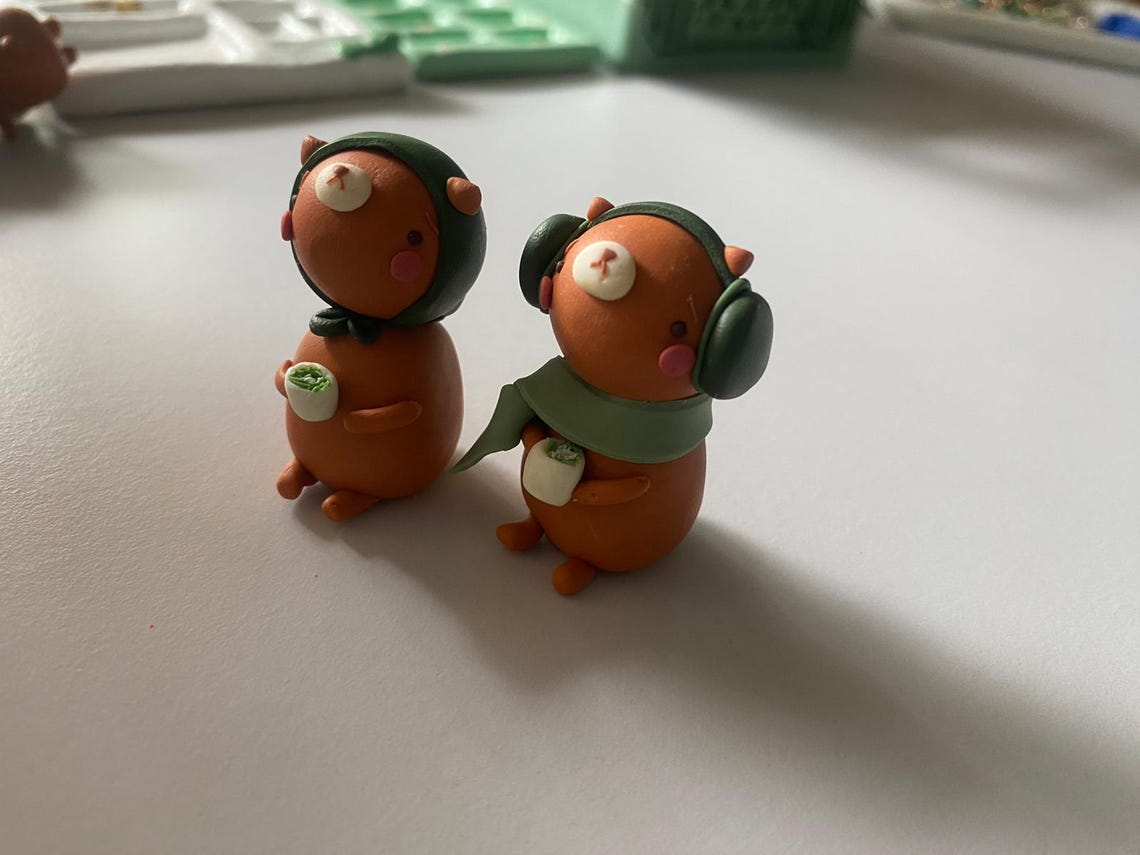 Cute Clay Cat Desk Friend Holding Matcha Latte - Etsy