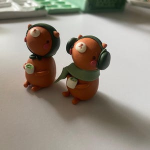 Cute Clay Cat Desk Friend Holding Matcha Latte - Etsy