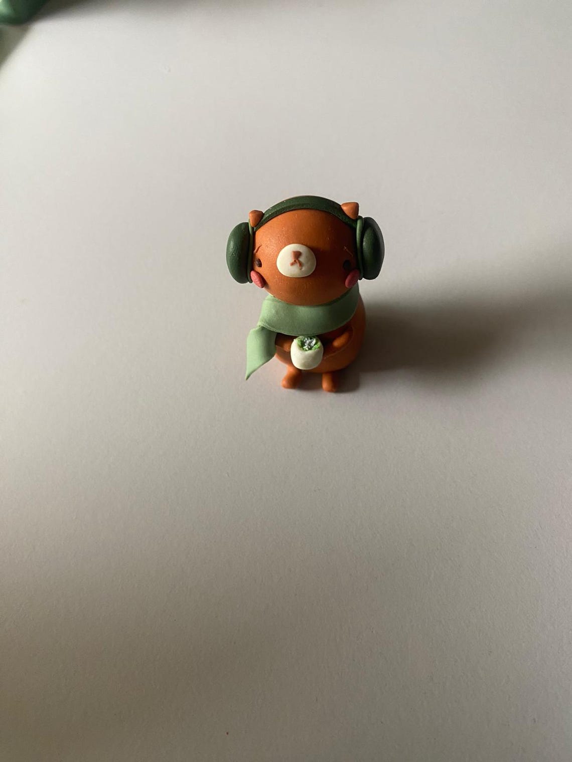 Cute Clay Cat Desk Friend Holding Matcha Latte - Etsy