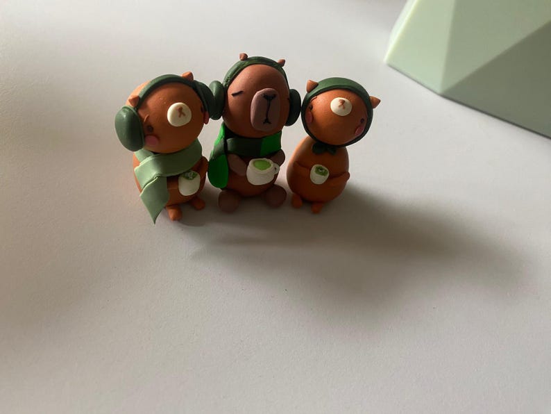 Cute Polymer Clay Capybara Holding a Cup With Matcha - Etsy