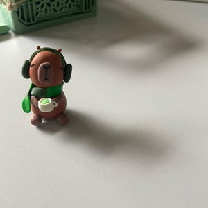Cute Polymer Clay Capybara Holding a Cup With Matcha - Etsy